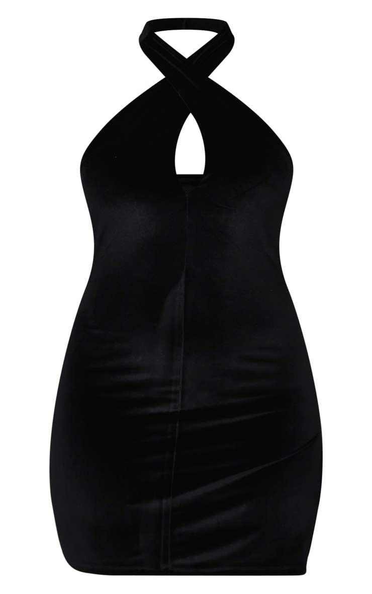 Shape Robe moulante fendue en velours noir à devant croisé ...