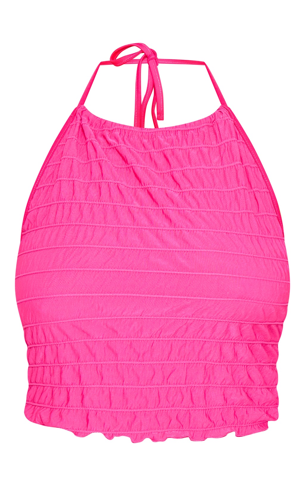 Plus Hot Pink Tiered Ruched Halter Neck Top | Plus Size ...