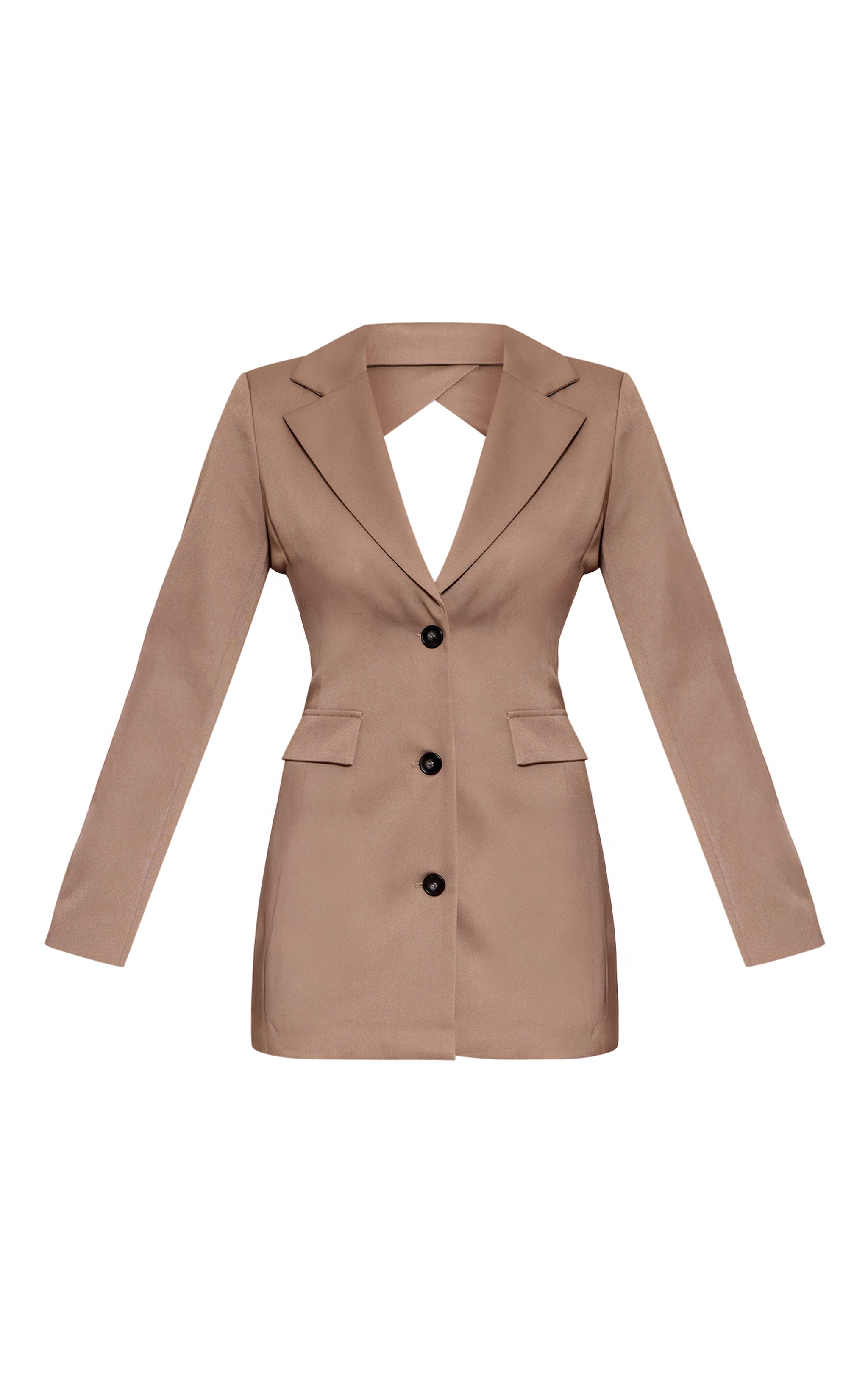 Mocha Tailored Woven Back Button Blazer Dress | Dresses | PLT IRE