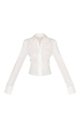 White Hook And Eye Ruched Fitted Shirt | Tops | PrettyLittleThing USA