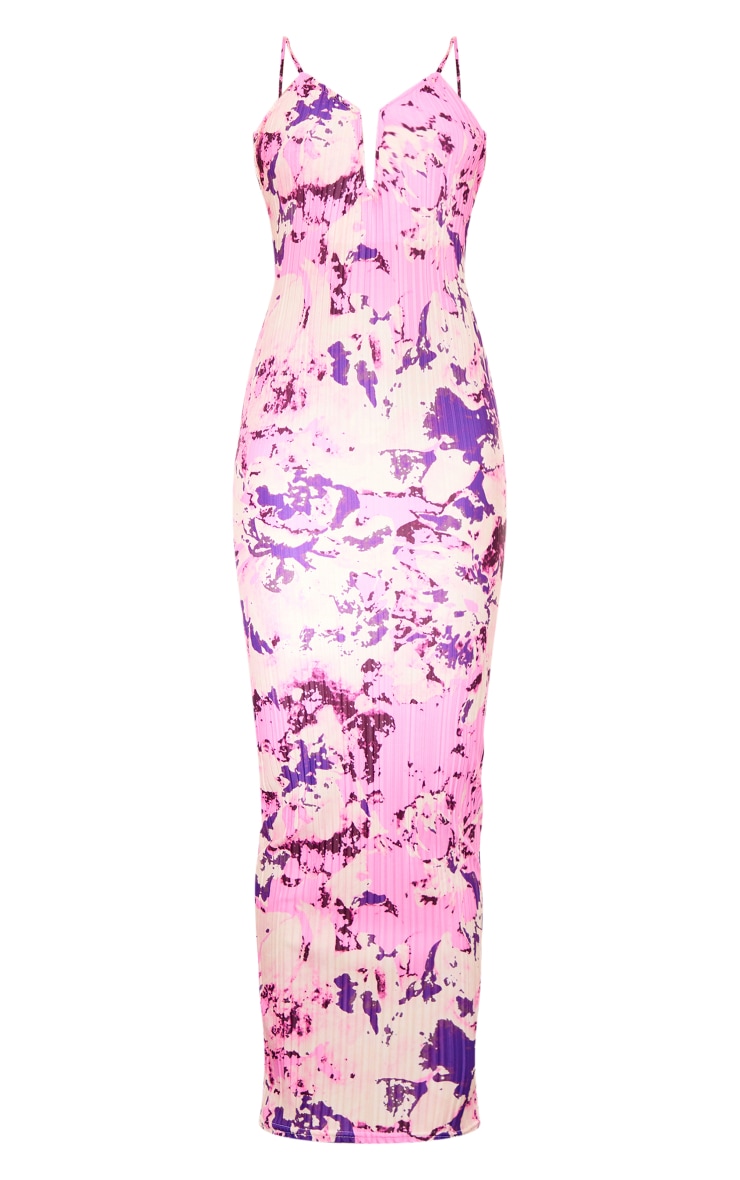Purple Abstract Plisse Wired Plunge Bum Maxi Dress | Dresses ...