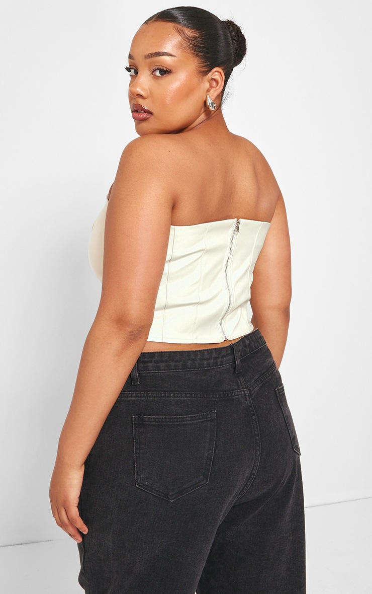 Plus Stone Seam Detail Faux Leather Bandeau | Plus Size ...
