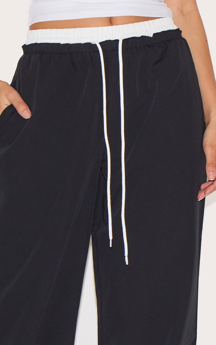 Black Boxer Detail Drawstring Waist Trousers | Bottoms | PLT