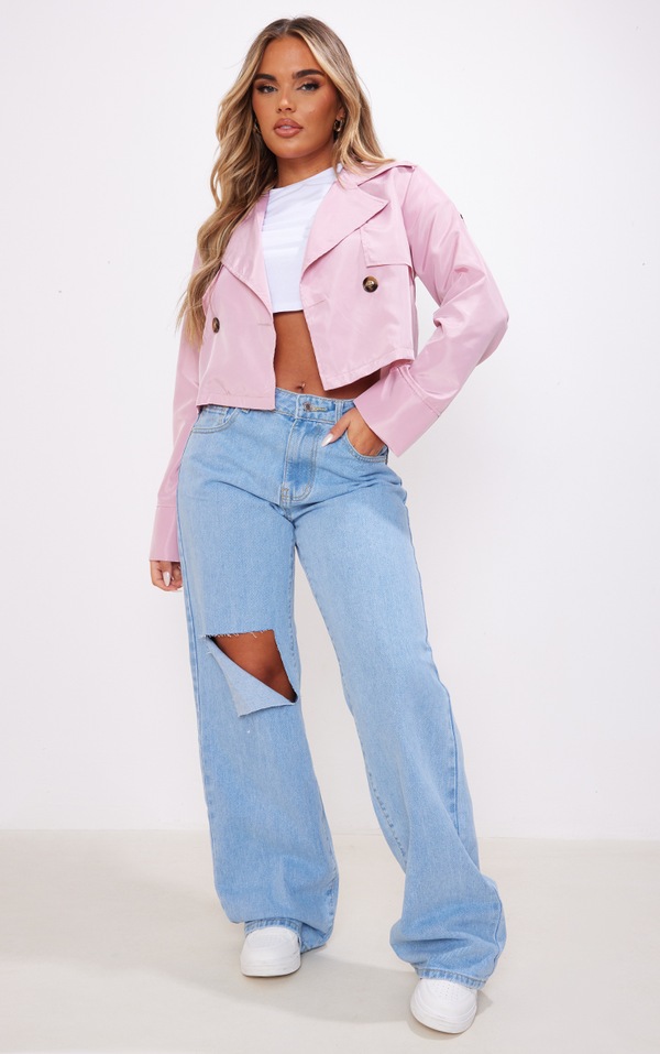Pink Shell Cropped Trench Coat | Outerwear | PLT