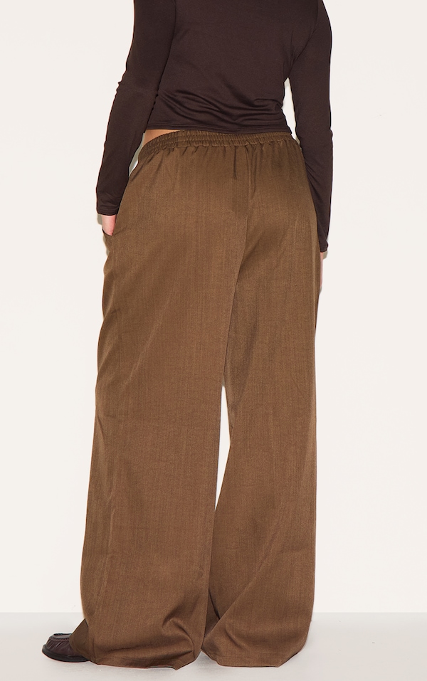 Plus Chocolate Elasticated Waist Wide Leg Pants | Plus Size ...
