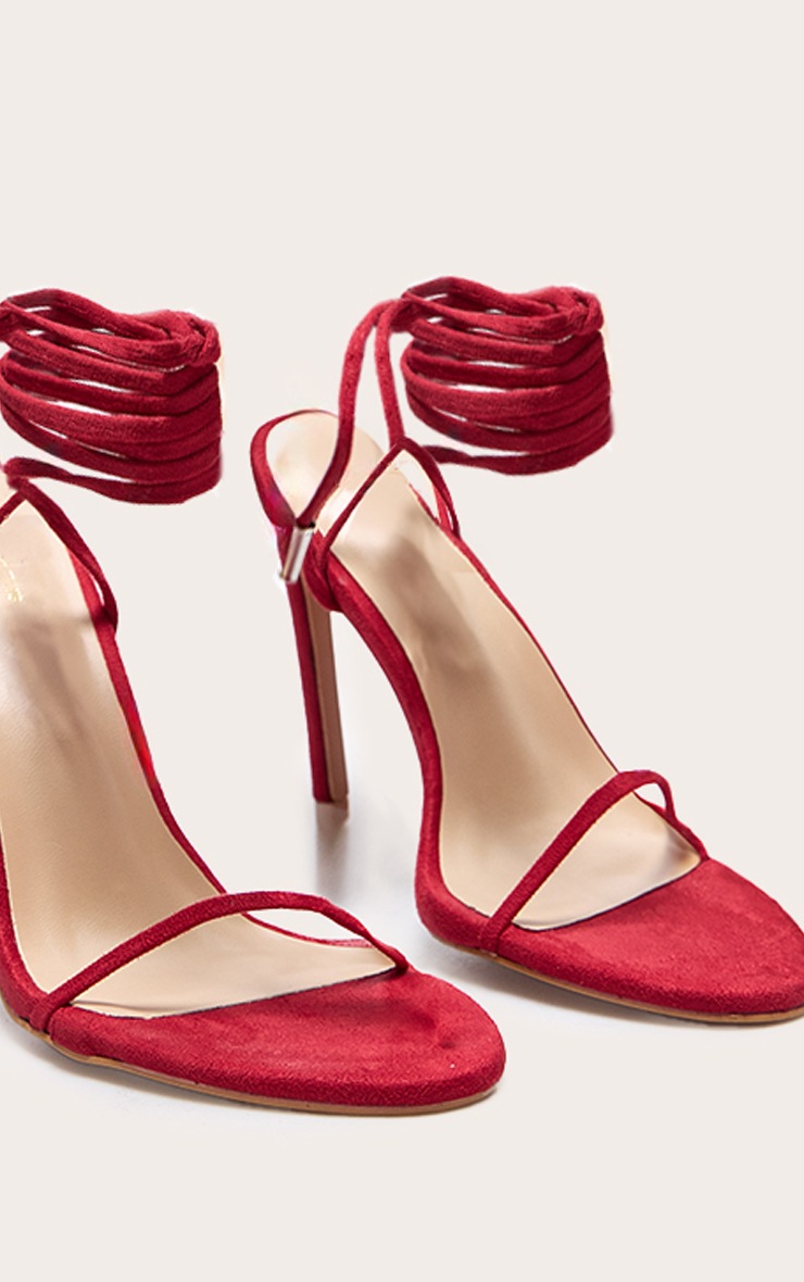 Red Wide Fit Round Toe Barely There Heeled Sandals | Footwear | PLT