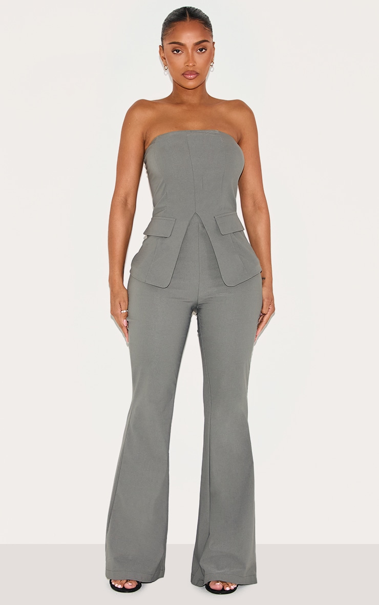 Shape Charcoal Stretch Woven Bandeau Split Top | Shape | PLT