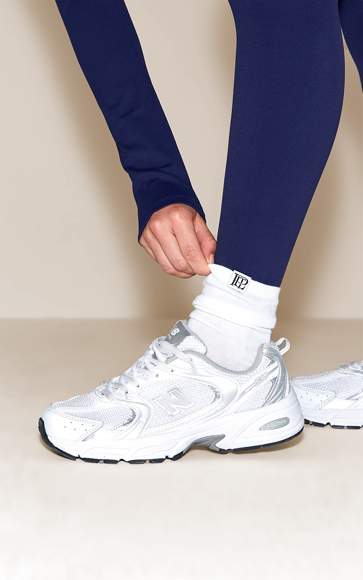 White PLT Branded Sport Socks | Accessories | PrettyLittleThing AUS