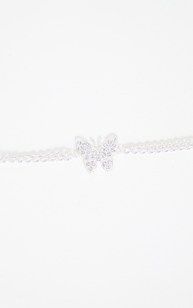 Silver Chain Silver Diamante Butterfly Necklace | Accessories | PLT
