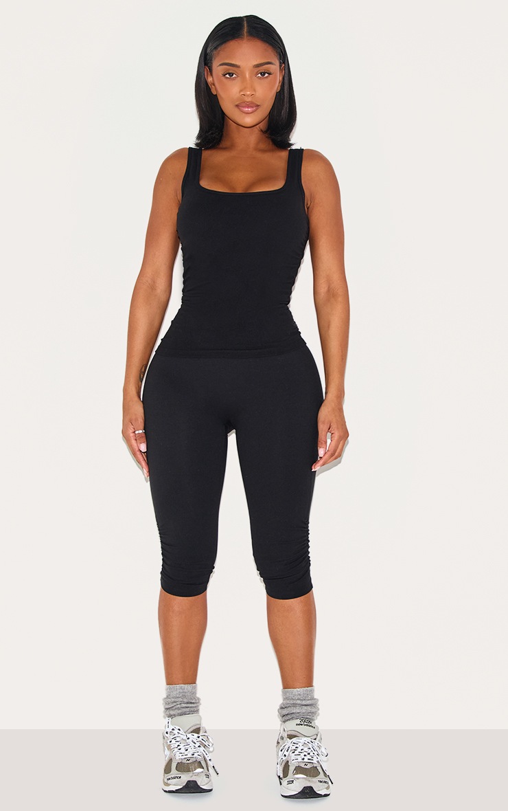 Shape Black Active Ruched Cupped Long Line Top | Shape ...