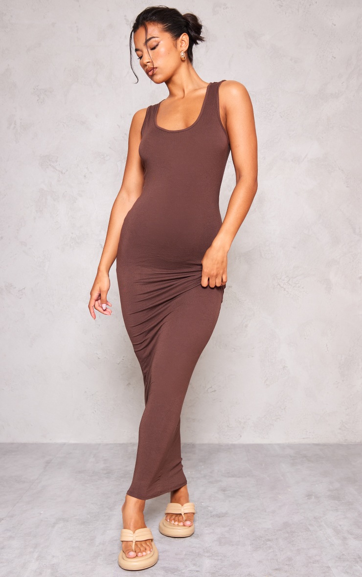 Chocolate Basic Maxi Dress | Dresses | PrettyLittleThing USA