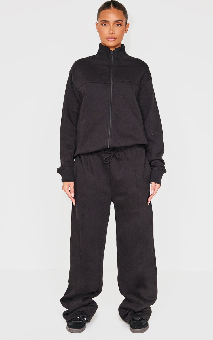 Black Straight Leg Seam Detailed Sweatpants | Athleisure ...