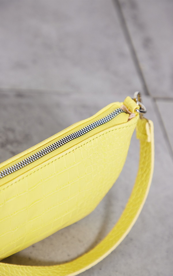 Bright Yellow Simple Croc Shoulder Bag | Accessories ...