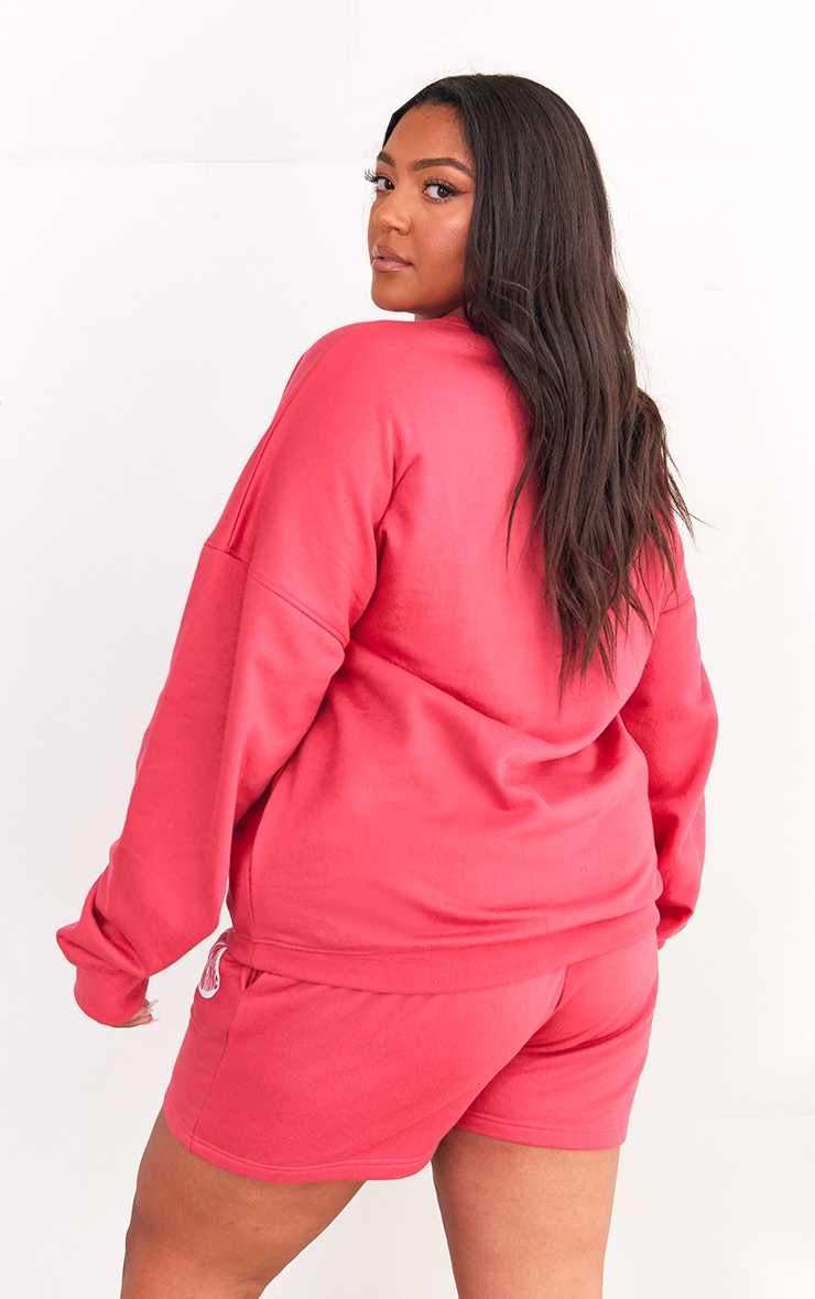 Plt Plus Dark Rose Oversized Printed Sweatshirt | PrettyLittleThing USA