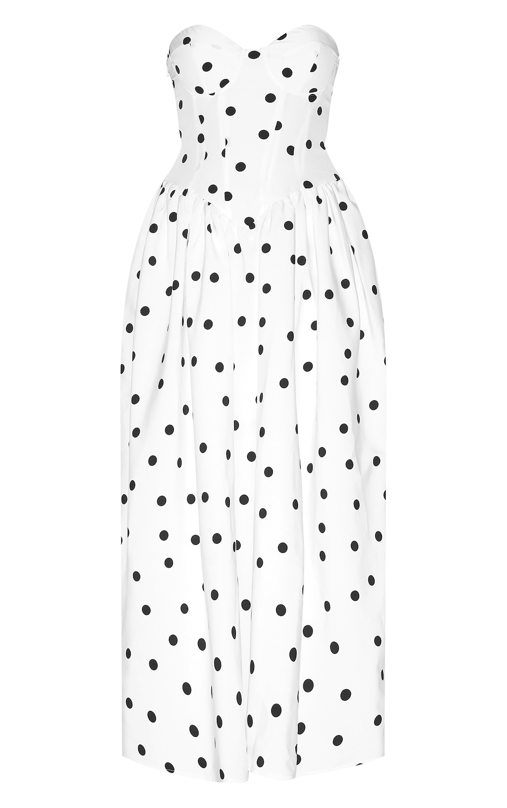 Shape White Polka Dot Corseted Maxi Shift Dress | Shape | PLT