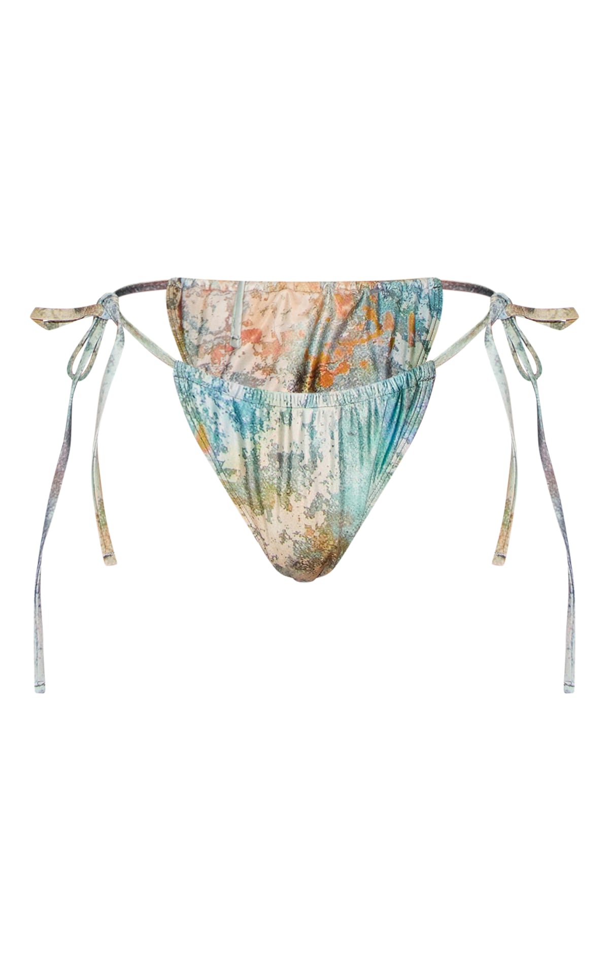 Green Mottled Print Tie Side Bikini Bottoms | Swimwear | PLT USA