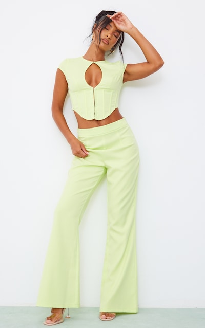 Green wide leg trousers | PrettyLittleThing