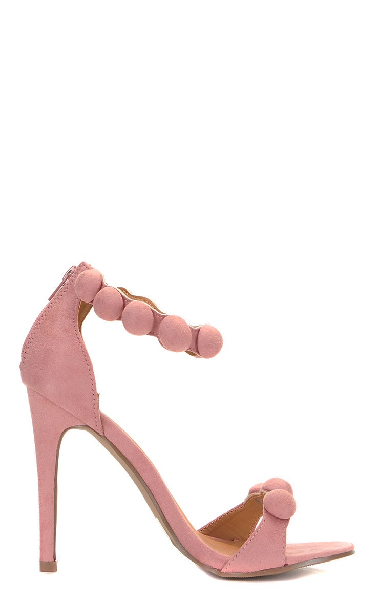 Una Pink Suede Studded Strappy Heeled Sandal | PrettyLittleThing