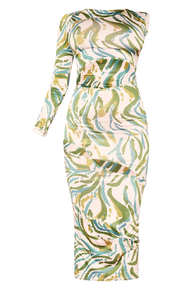 Green Abstract Slinky Multi Cut Out Midaxi Dress | Dresses | PLT