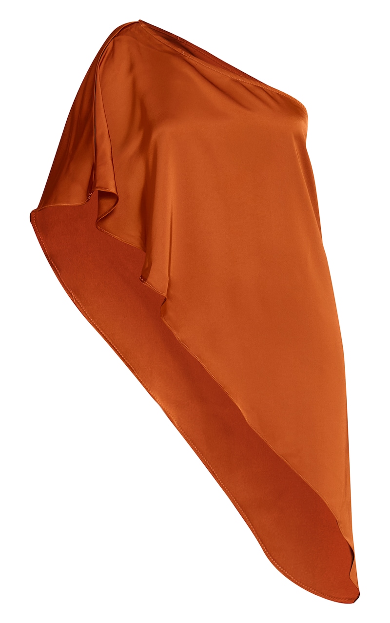 Burnt Orange Satin Floaty Long Top | Tops | PLT USA