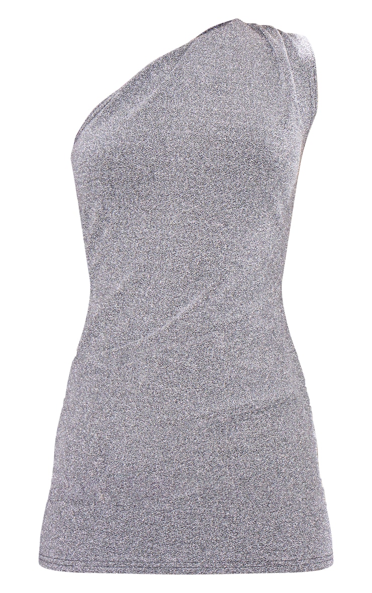 Silver Glitter Textured One Shoulder Bodycon Dress | Dresses ...