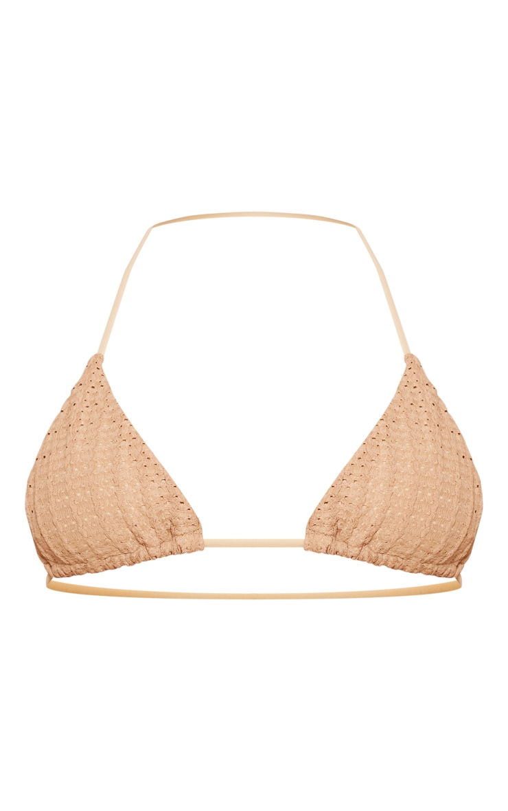 Mocha Textured Crochet Triangle Bikini Top | Swimwear ...