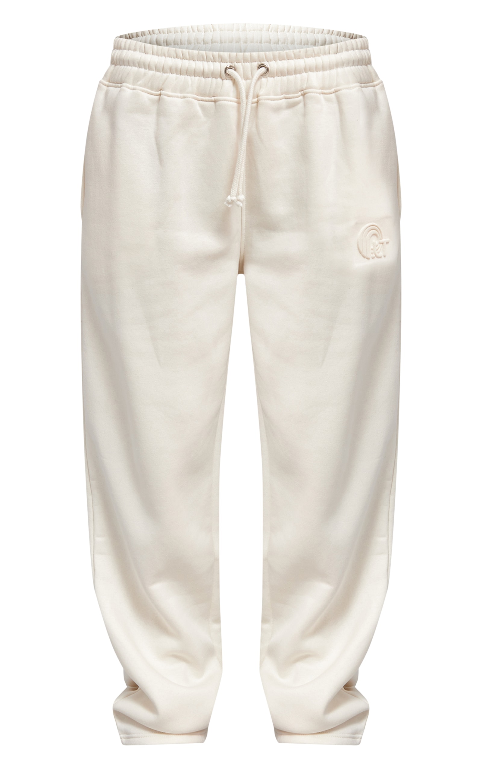 Cream Embossed Drawstring Joggers | Athleisure | PLT