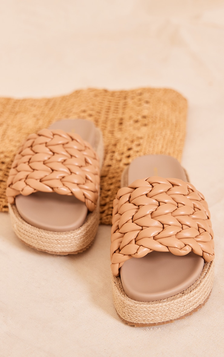 Tan Pu Woven Round Toe Platform Espadrille Sandals | Footwear ...