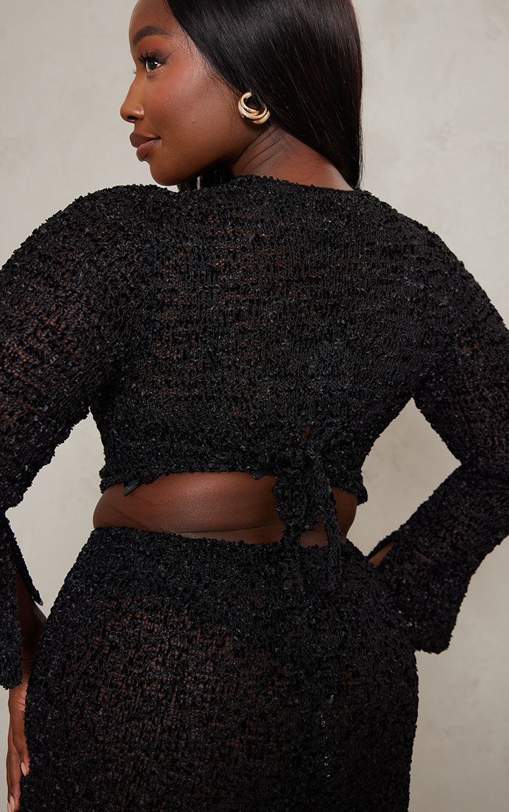 Plus Black Bobble Glitter Knit Tie Back Top | Plus Size ...