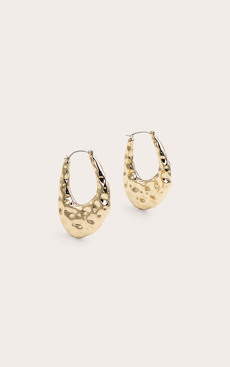 Gold Abstract Texture Hoop Earring | Accessories | PLT