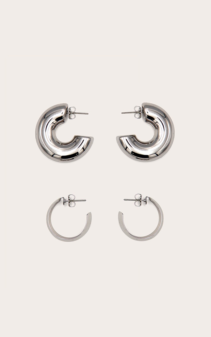 Silver Chubby Hoop Multipack | Accessories | PrettyLittleThing AUS