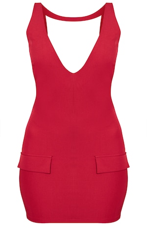 Red Woven V Neck Mini Dress | Dresses | PLT