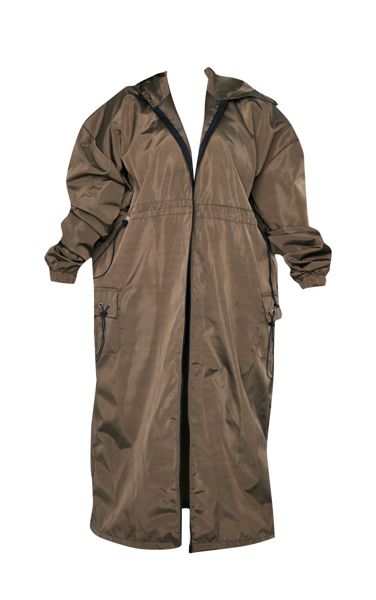 Plus Khaki Toggle Detail Midi Windbreaker | Plus Size ...