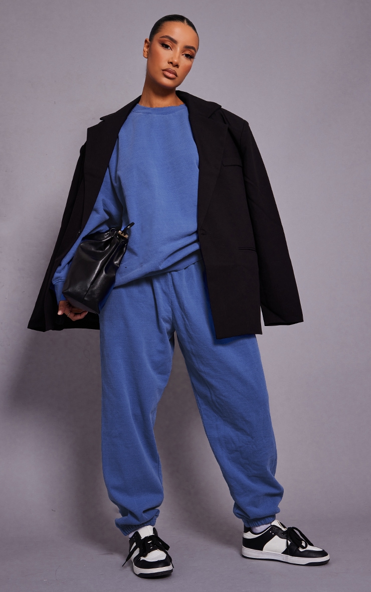 Blue Washed Oversized Sweat Shirt | Two Piece Sets | PrettyLittleThing CA