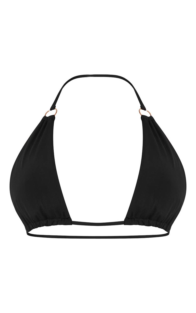 Black Mini O Ring High Apex Triangle Bikini Top | Swimwear | PLT