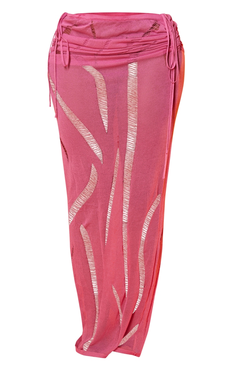 Shape Bright Pink Knit Ladder Low Rise Maxi Skirt | Shape | PLT USA