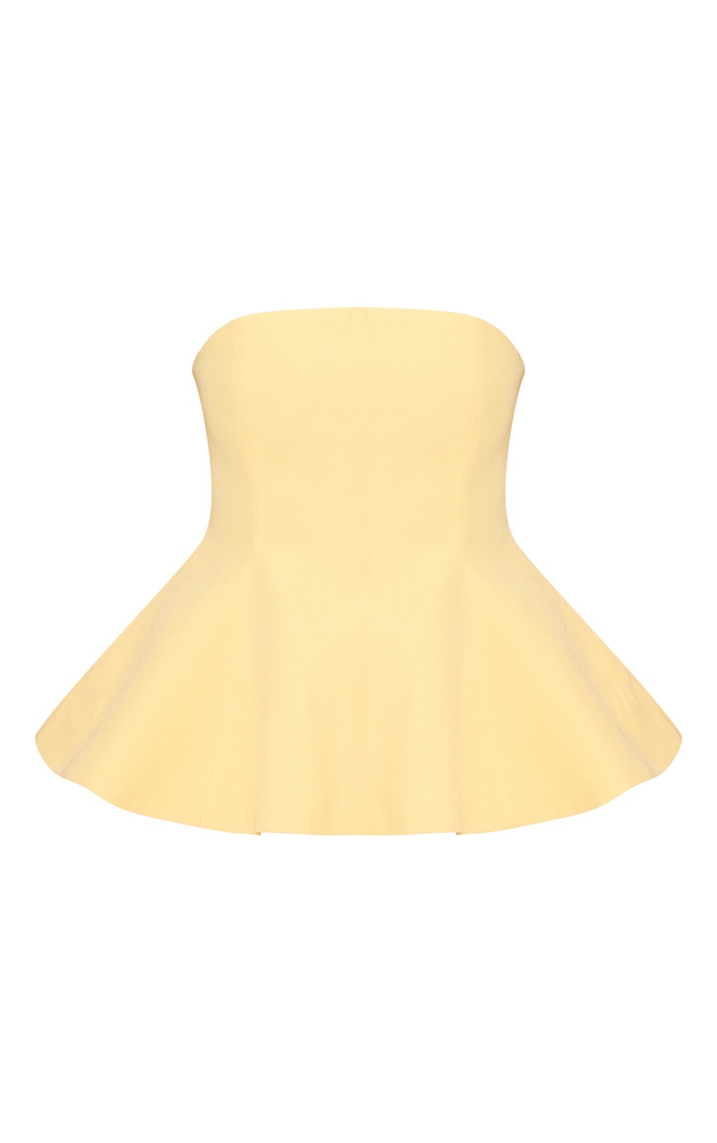 Butter Yellow Woven Structured Peplum Bandeau Top | Tops | PLT USA