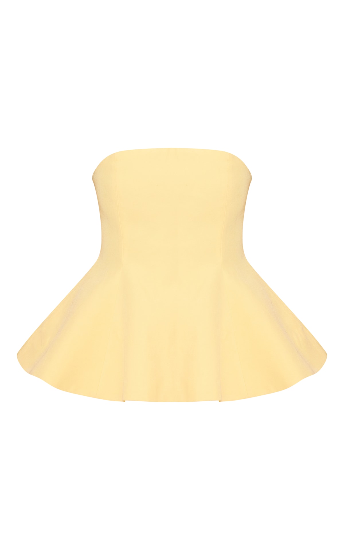 Butter Yellow Woven Structured Peplum Bandeau Top | Tops | PLT USA