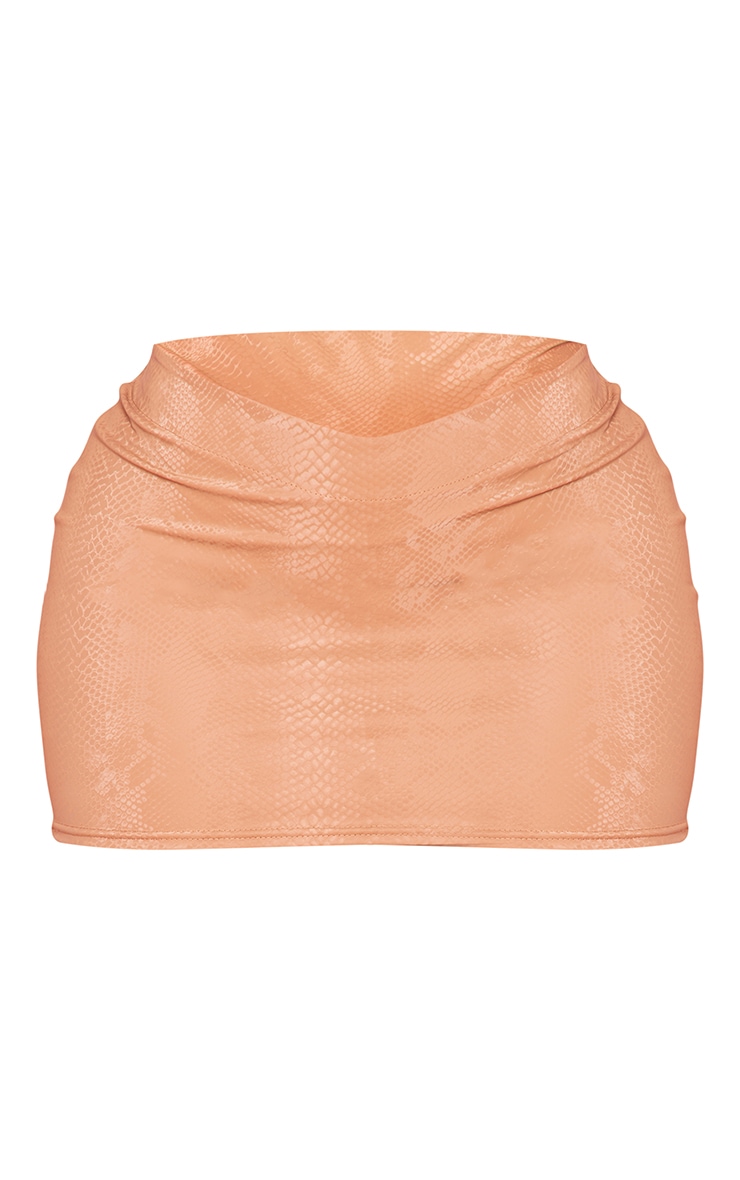 Shape Brown Print PU V Front Micro Mini Skirt | Shape ...