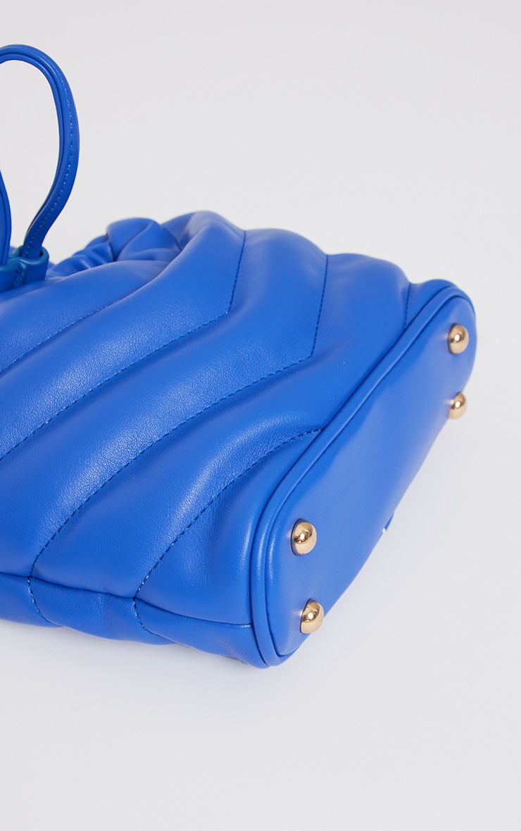 Blue Diagonal Quilted Draw String Cross Body Bag | Accessories | PLT USA