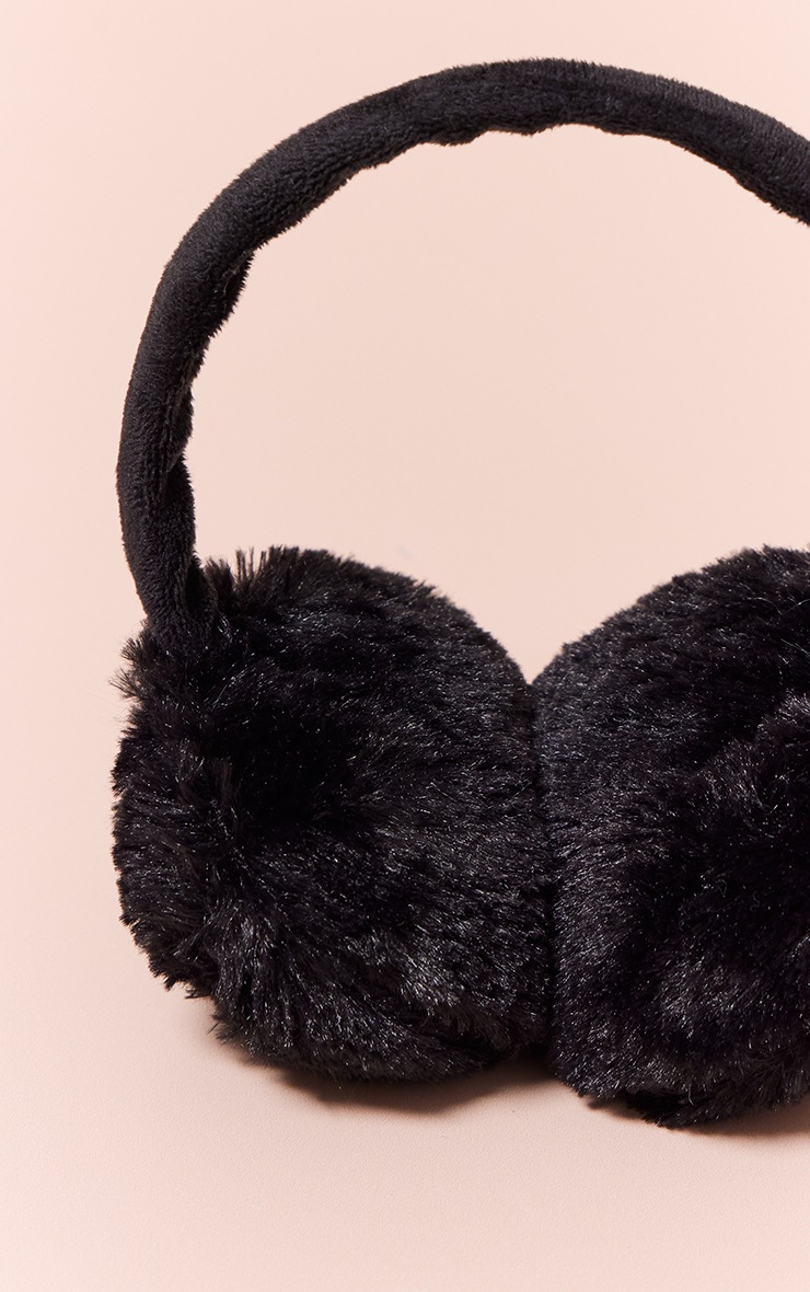Black Faux Fur Fluffy Ear Muffs | Accessories | PLT
