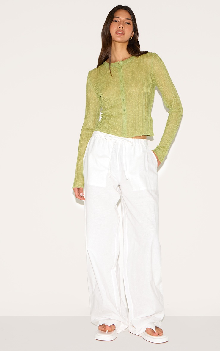 Olive Sheer Knit Cardigan | Knitwear | PrettyLittleThing AUS