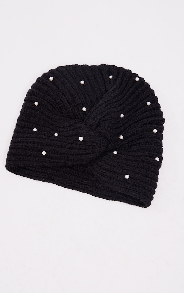 Black Embellished Pearl Turban | Accessories | PrettyLittleThing USA