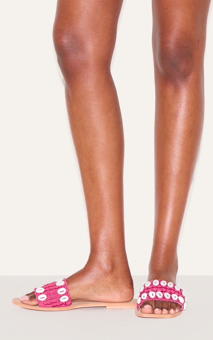 Pink Round Toe Stitch Shell Strap Mule Sandals | Footwear | PLT
