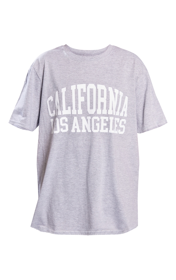 Grey California Los Angeles Oversized T Shirt | Tops | PLT