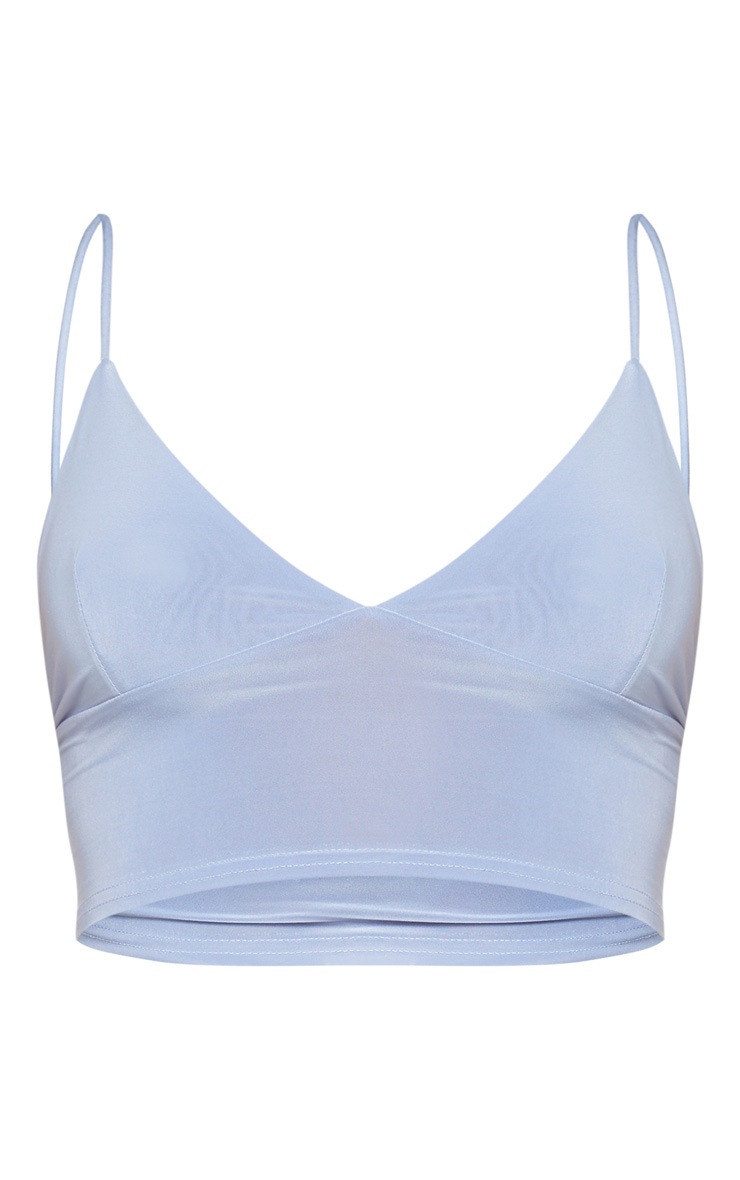 Baby Blue Slinky Bralet | Tops | PrettyLittleThing USA