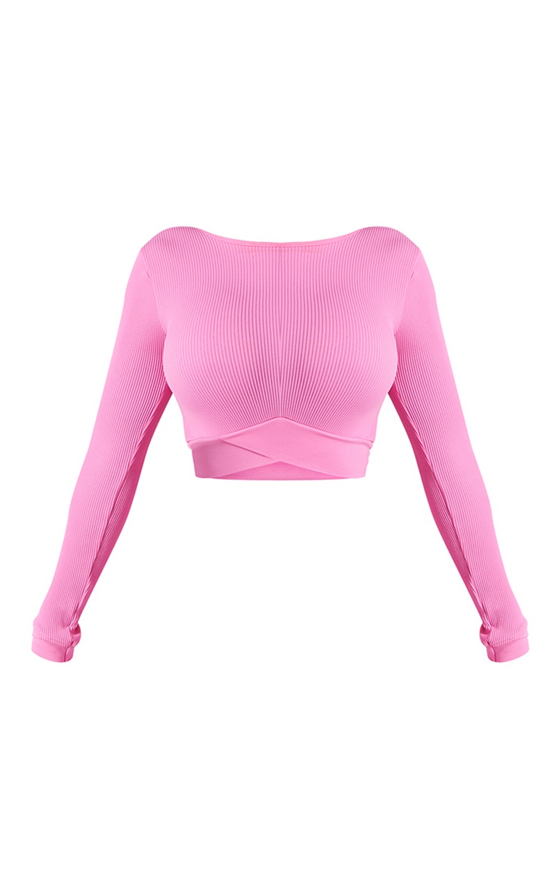 PLT Shape Bright Pink Open Back Gym Crop Top | Shape ...