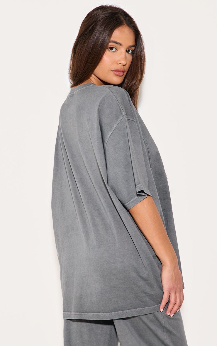Charcoal Oversized Cotton Seam Detail T-shirt | Co-ords | PrettyLittleThing