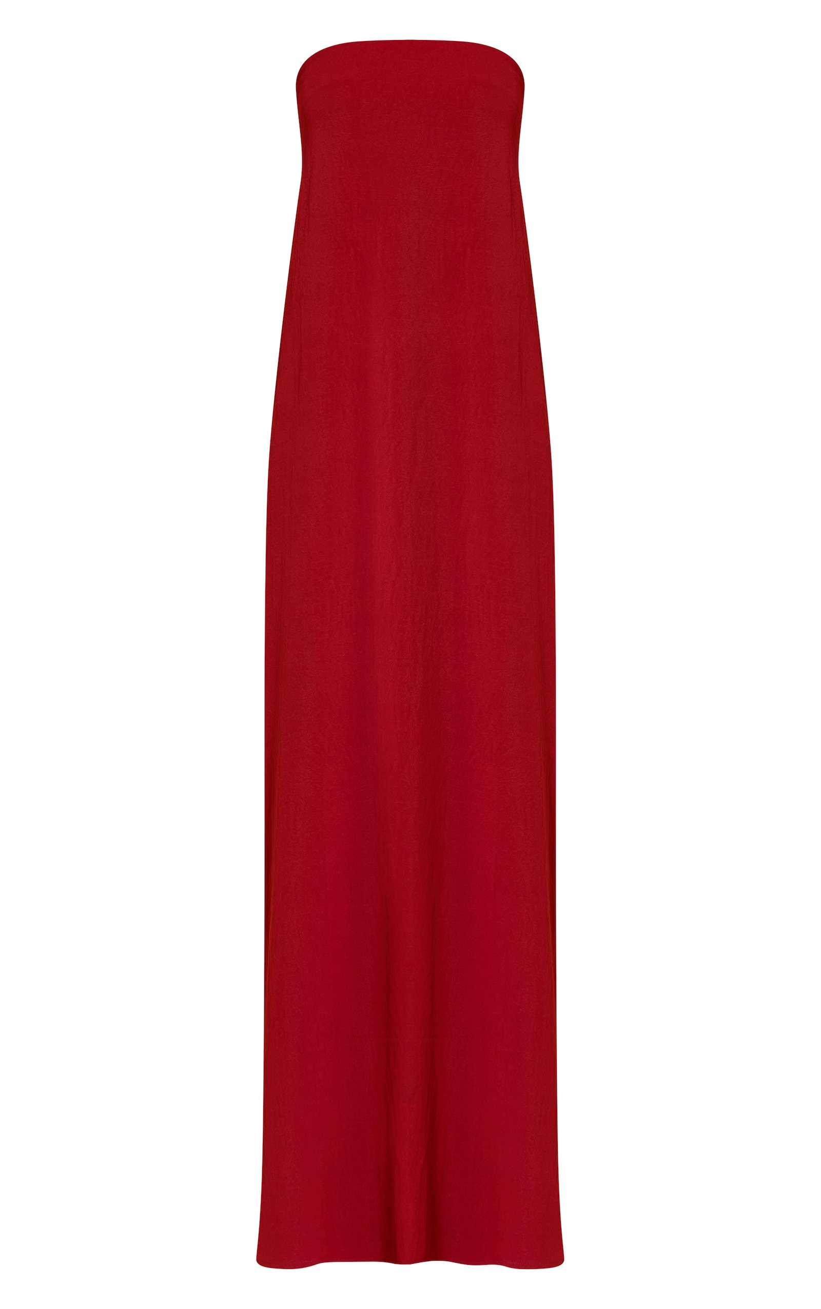 Deep Red Floaty Woven Bandeau Maxi Dress | Dresses | PLT USA