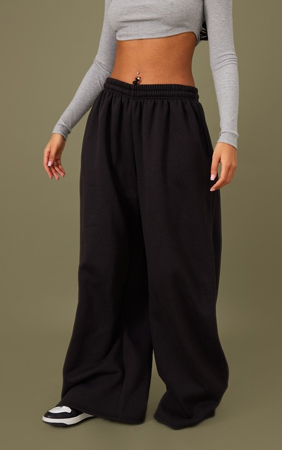 Tall Black Extreme Wide Leg Joggers Tall Prettylittlething